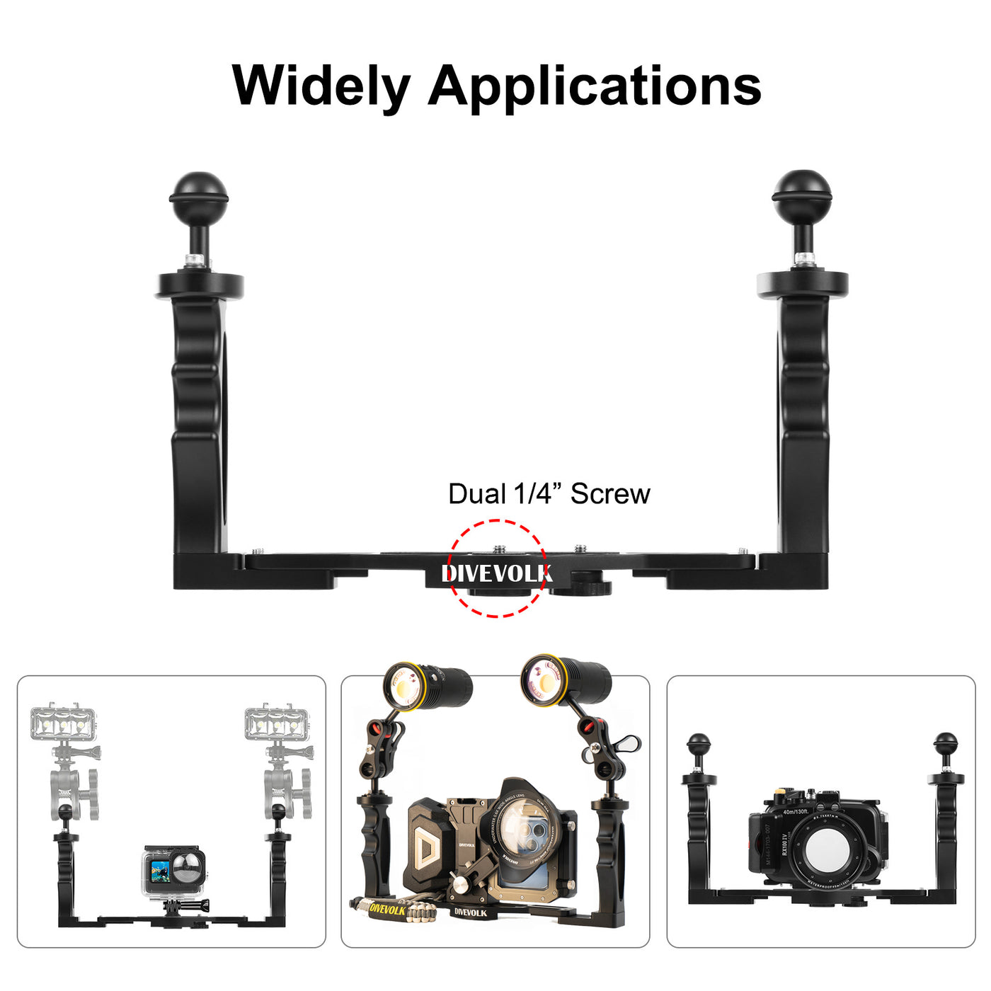 DIVEVOLK Dual Handle Tray for smartphone underwater housing, compact c